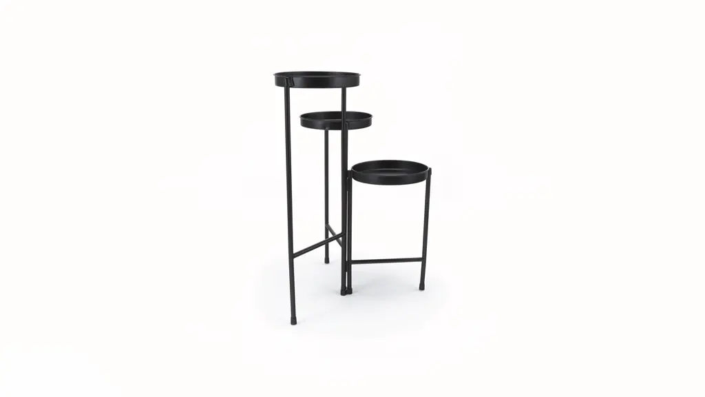 Mainstays Black Metal 3 Tier Plant Stand, Staggered Iron Design, Indoor ...