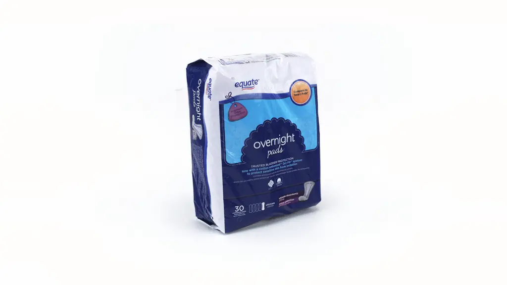 Equate Women's Overnight Incontinence Pads, Extra Protection, 30 Count ...
